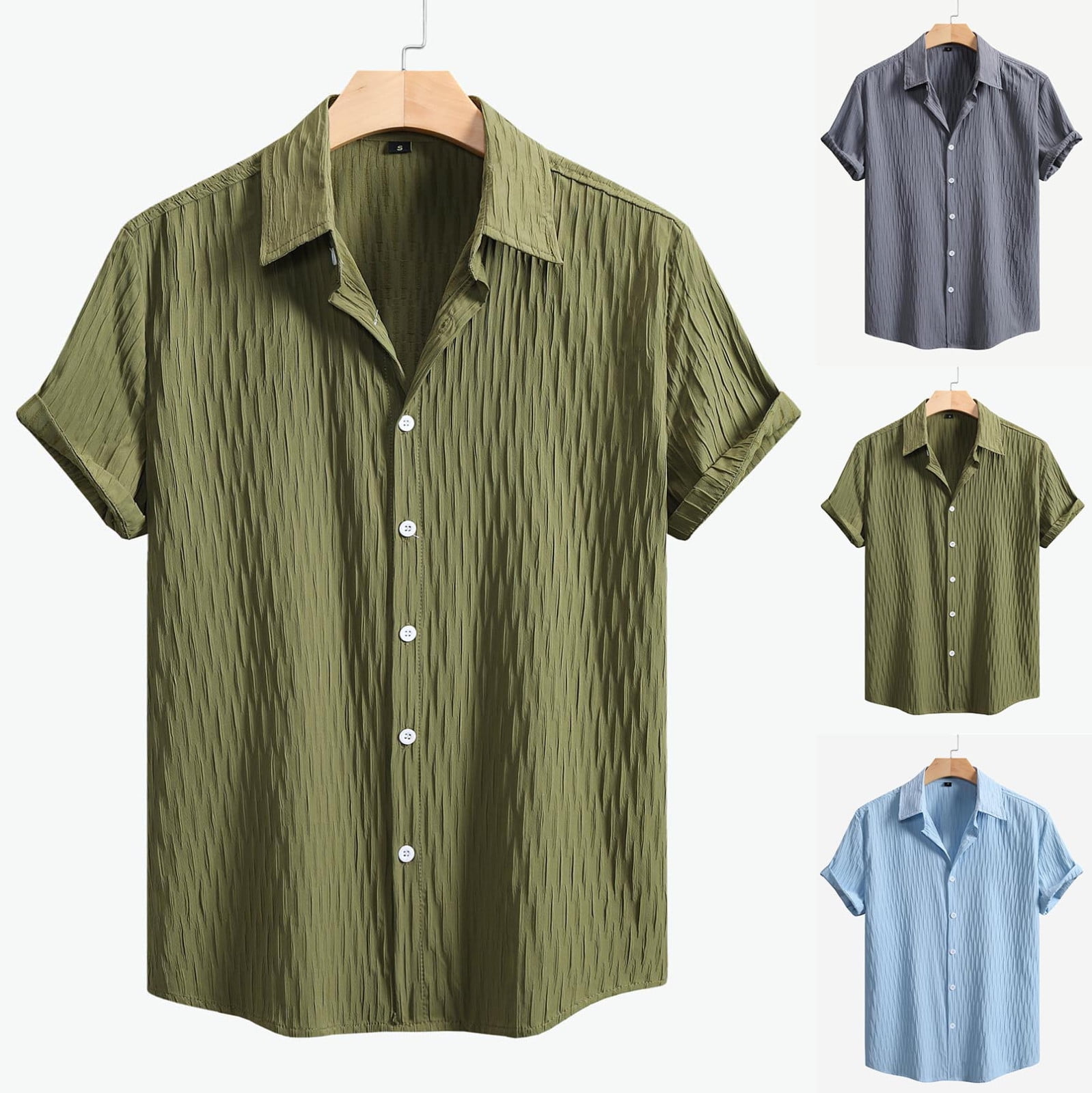 POTETI Mens Summer Shirt Beach Hawaiian Short Sleeve Casual Tropical ...