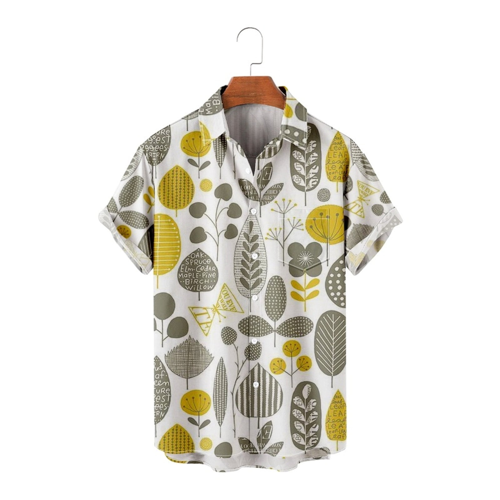 Poteti Mens Summer Shirt Beach Plus Size Hawaiian Tropical Short Sleeve