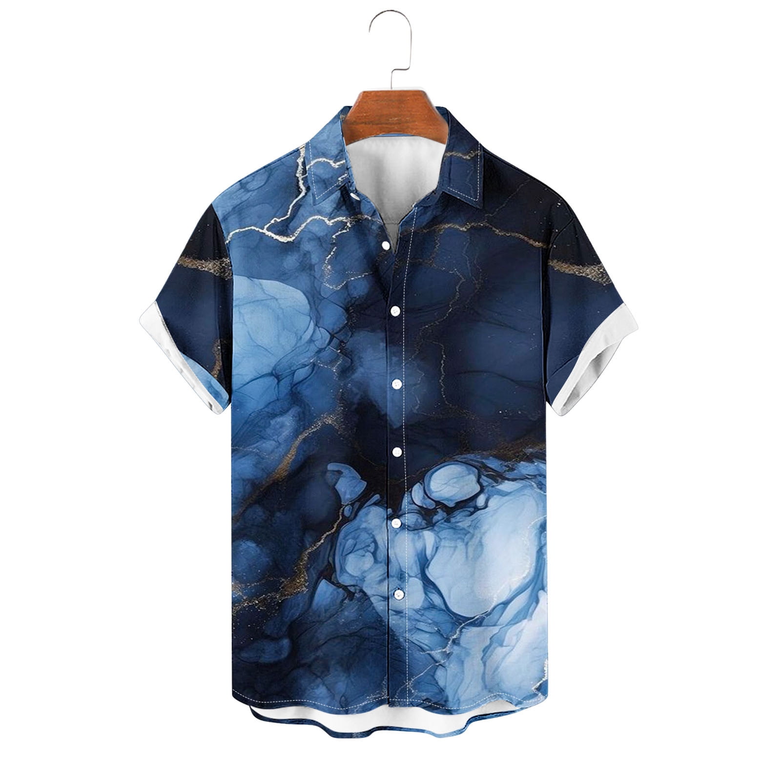 Poteti Mens Summer Shirt Hawaiian Beach Casual Short Sleeve Tropical