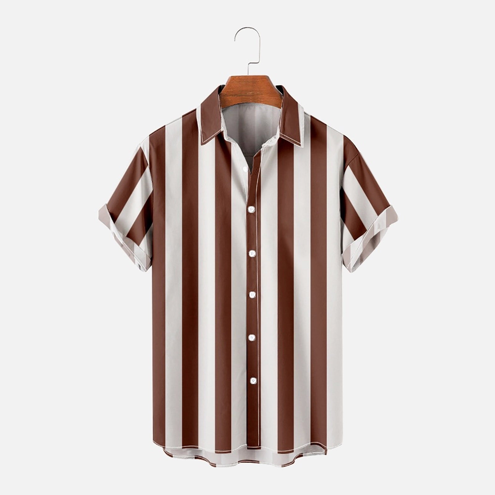 Poteti Mens Summer Shirt Hawaiian Beach Tropical Casual Short Sleeve