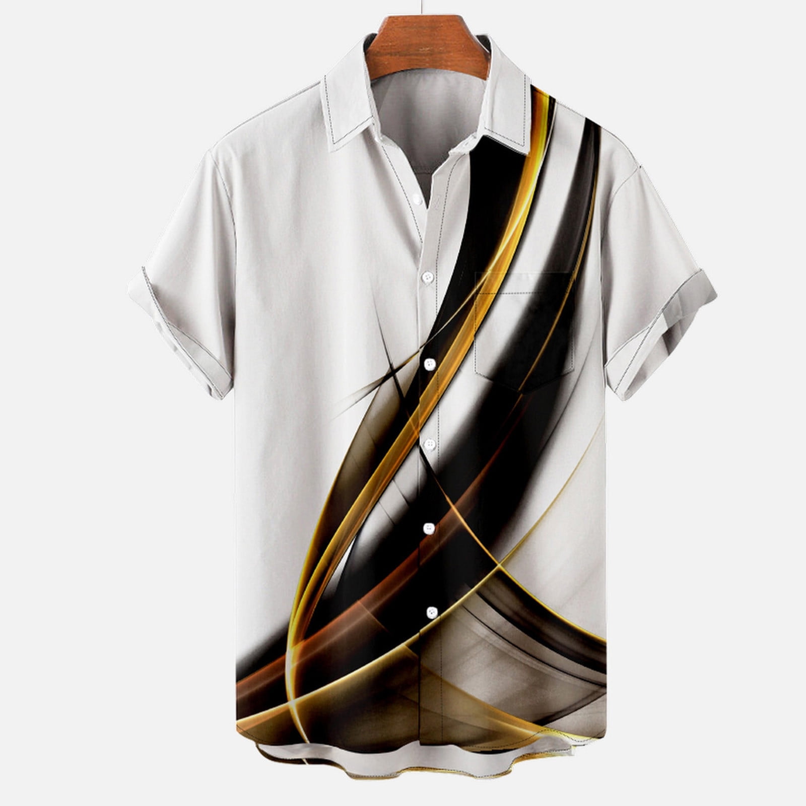 POTETI Mens Summer Shirts Beach Clearance Hawaiian Short Sleeve Tropical Button Down Shirt Tops ...