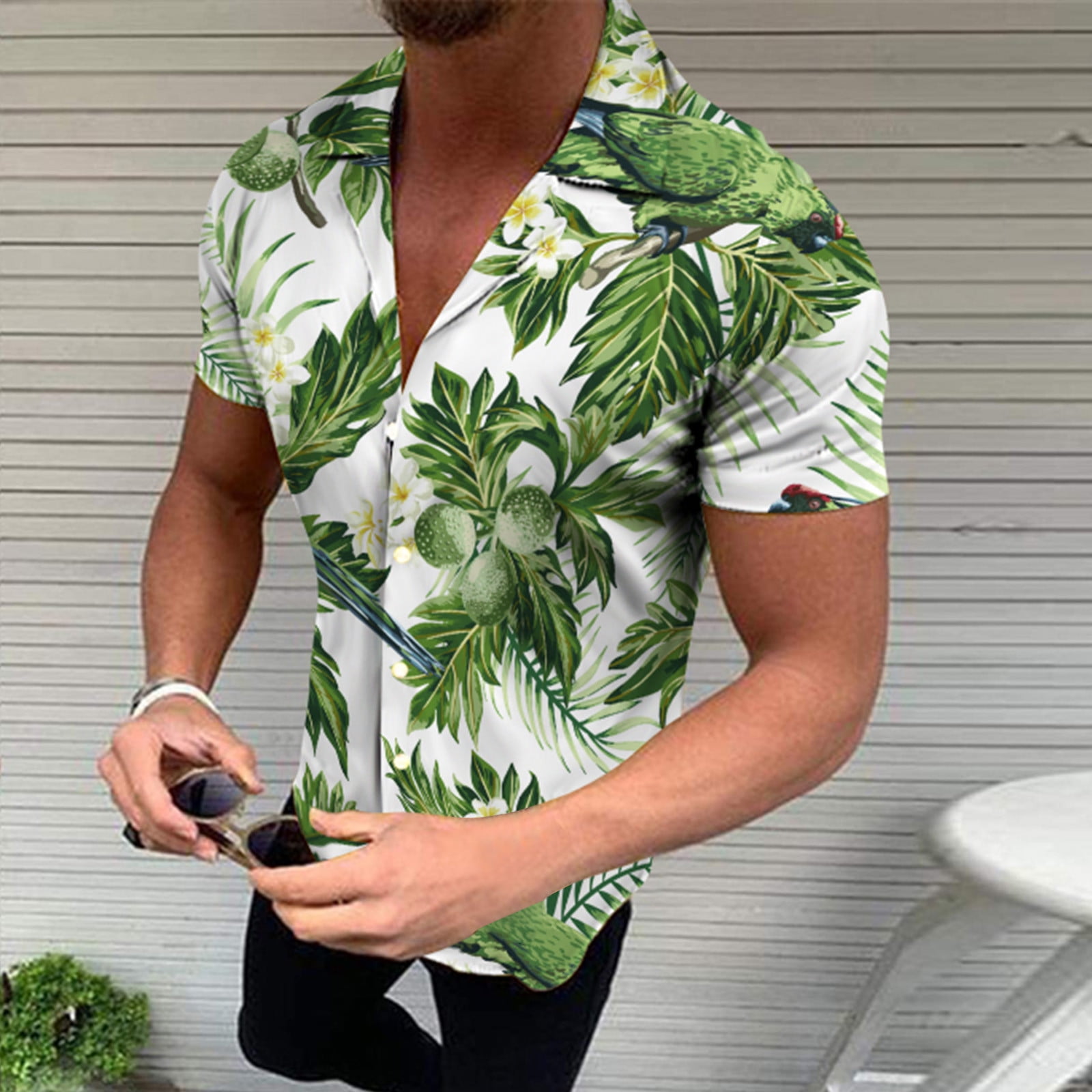 Poteti Mens Summer Shirts Clearance Hawaiian Beach Tropical Short
