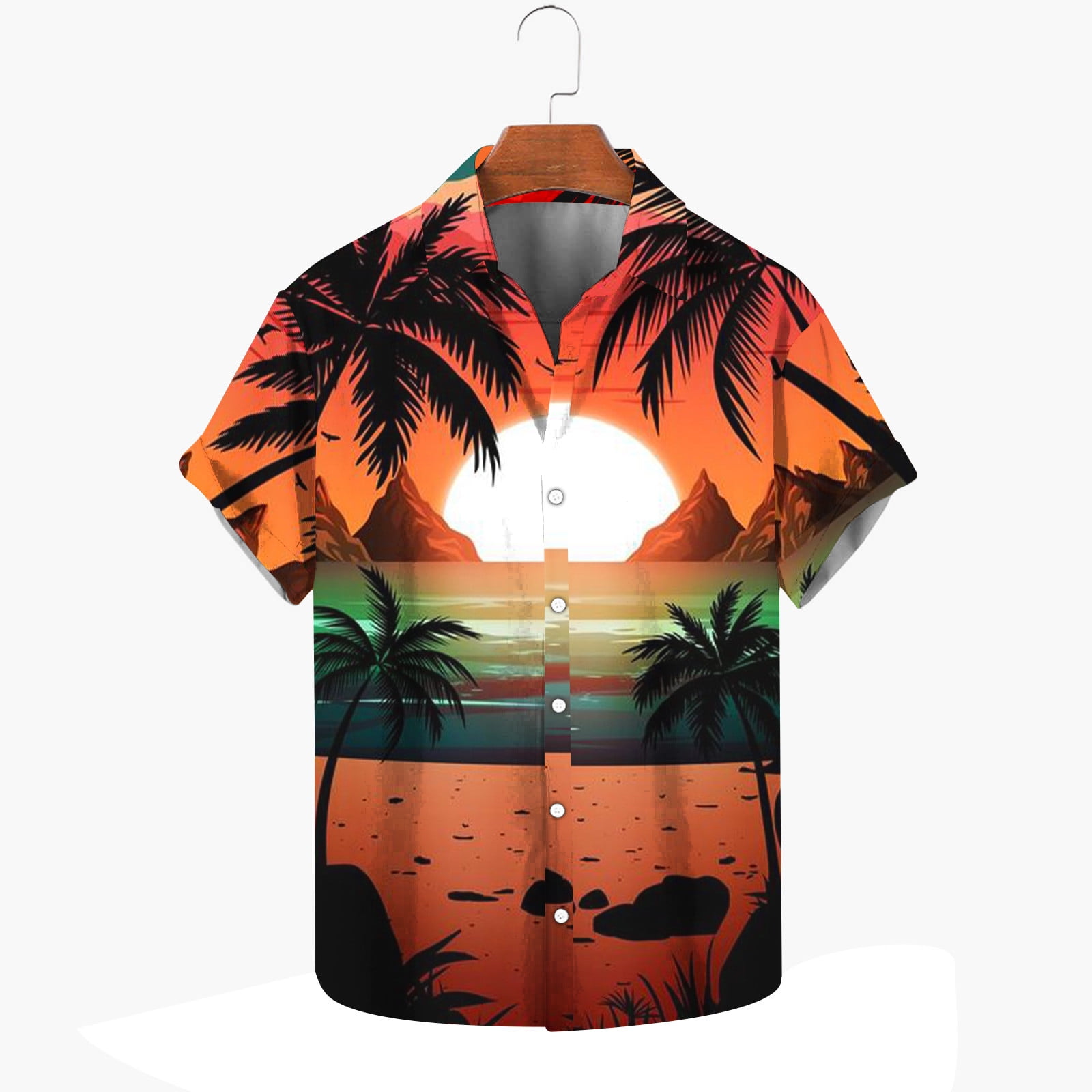 POTETI Mens Summer Shirts Hawaii Beach Casual Short Sleeve Tropical ...