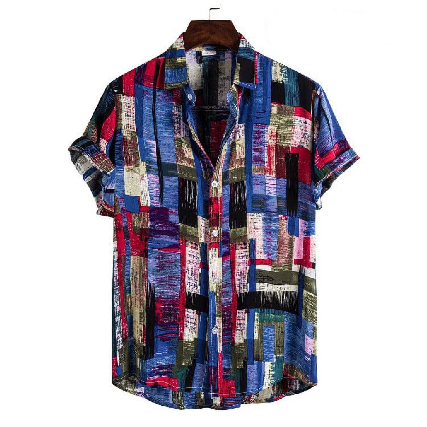 POTETI Mens Summer Shirts Hawaiian Beach Tropical Short Sleeve Button ...