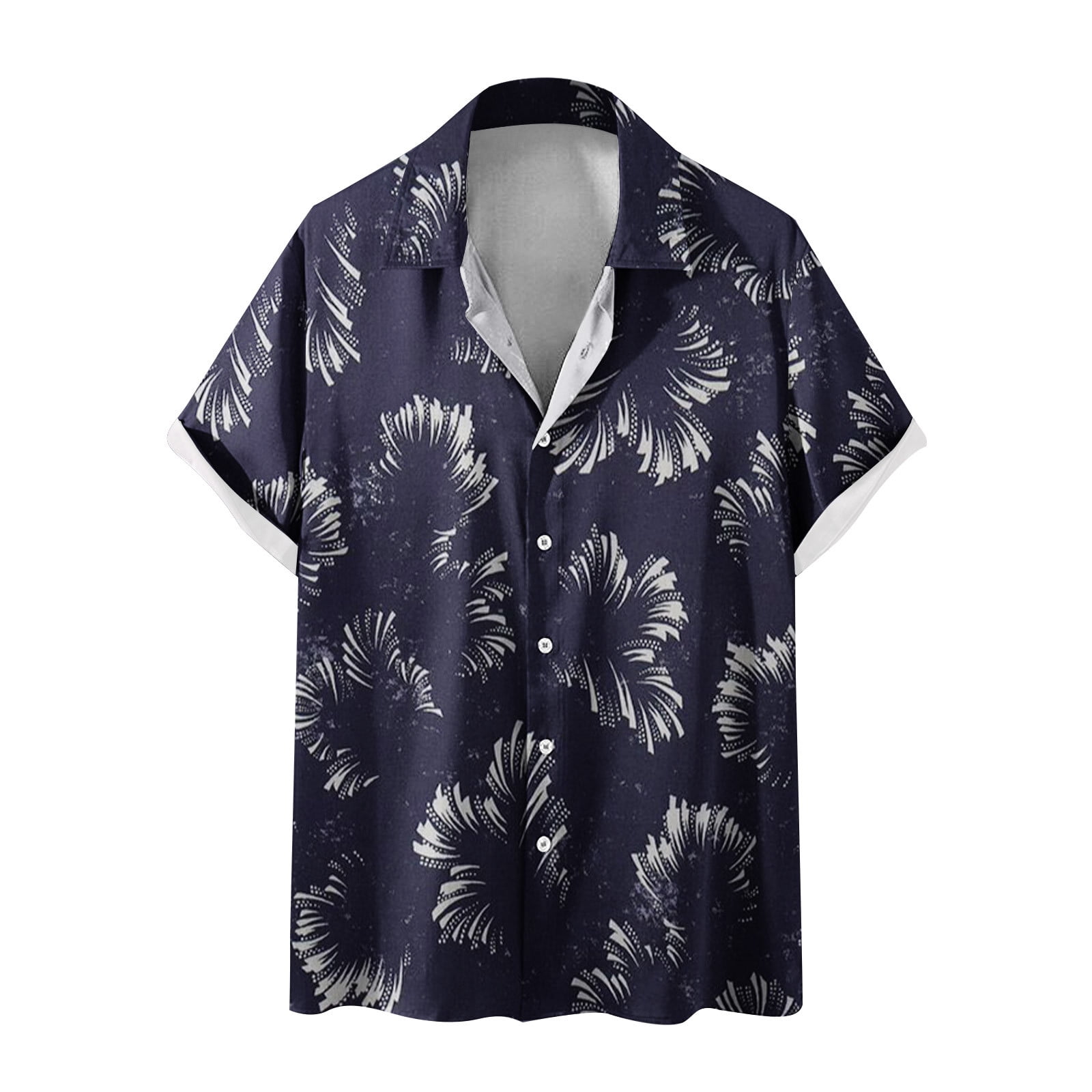 Poteti Plus Size Mens Summer Shirt Hawaiian Beach Tropical Short Sleeve