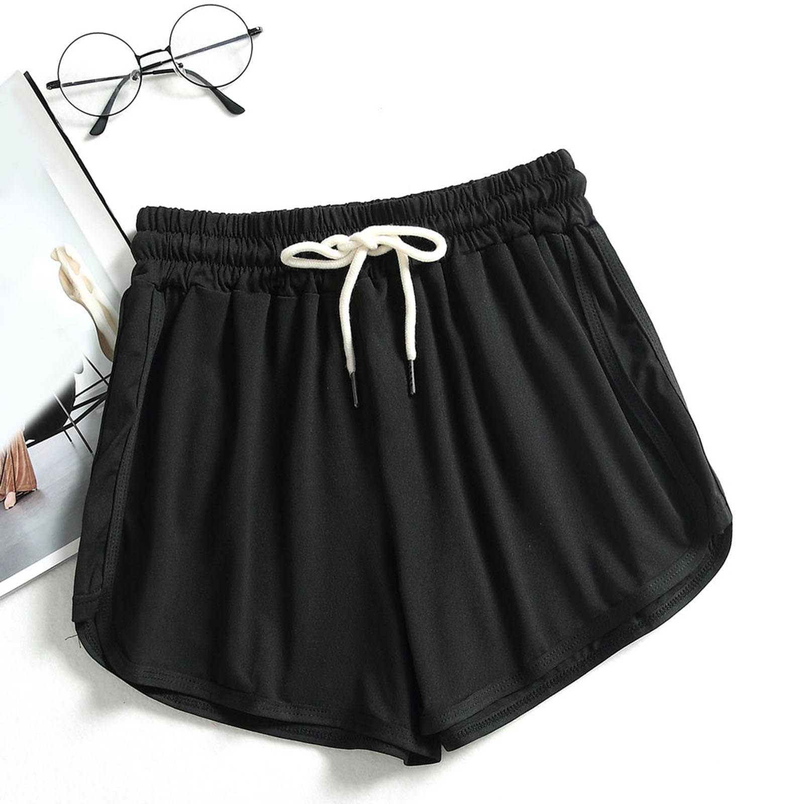 Poteti Running Shorts For Women Wide Leg High Waisted Comfy Shorts For