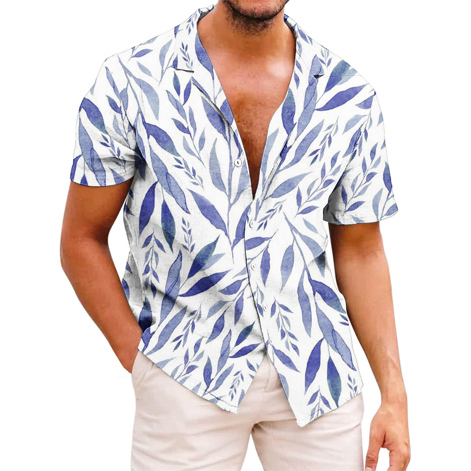 POTETI Shirts for Men Beach Hawaiian Casual Tropical Short Sleeve ...