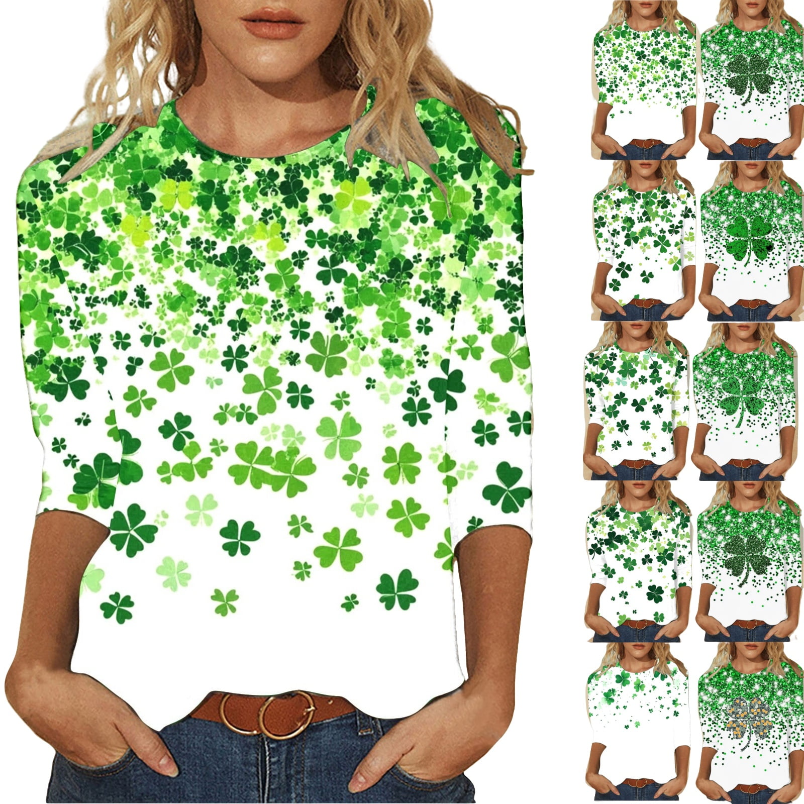 POTETI St Patricks Day Shirts for Women,Female Short Sleeve V-neck ...