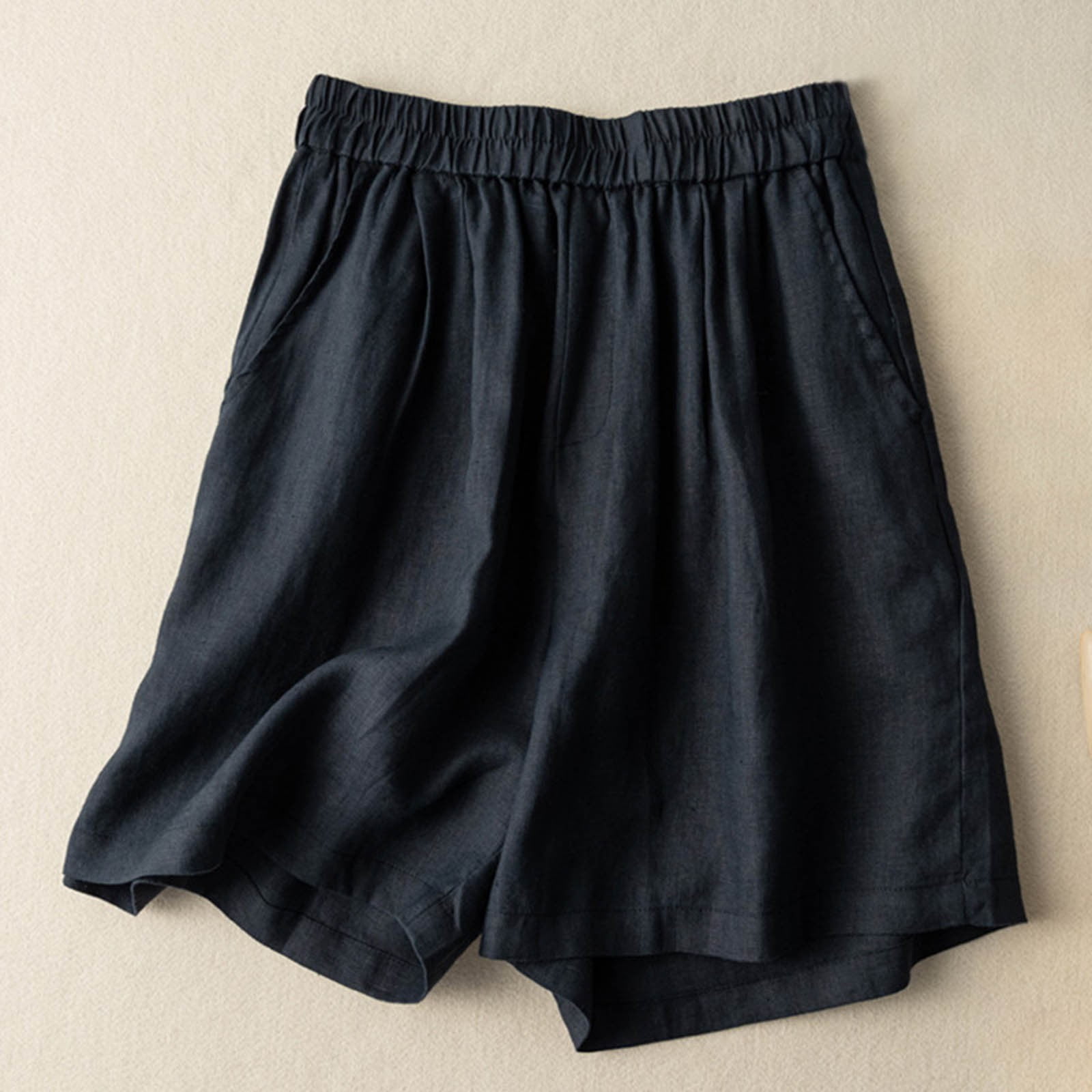 Poteti Women Bermuda Shorts High Waisted Cotton Linen Womens Shorts