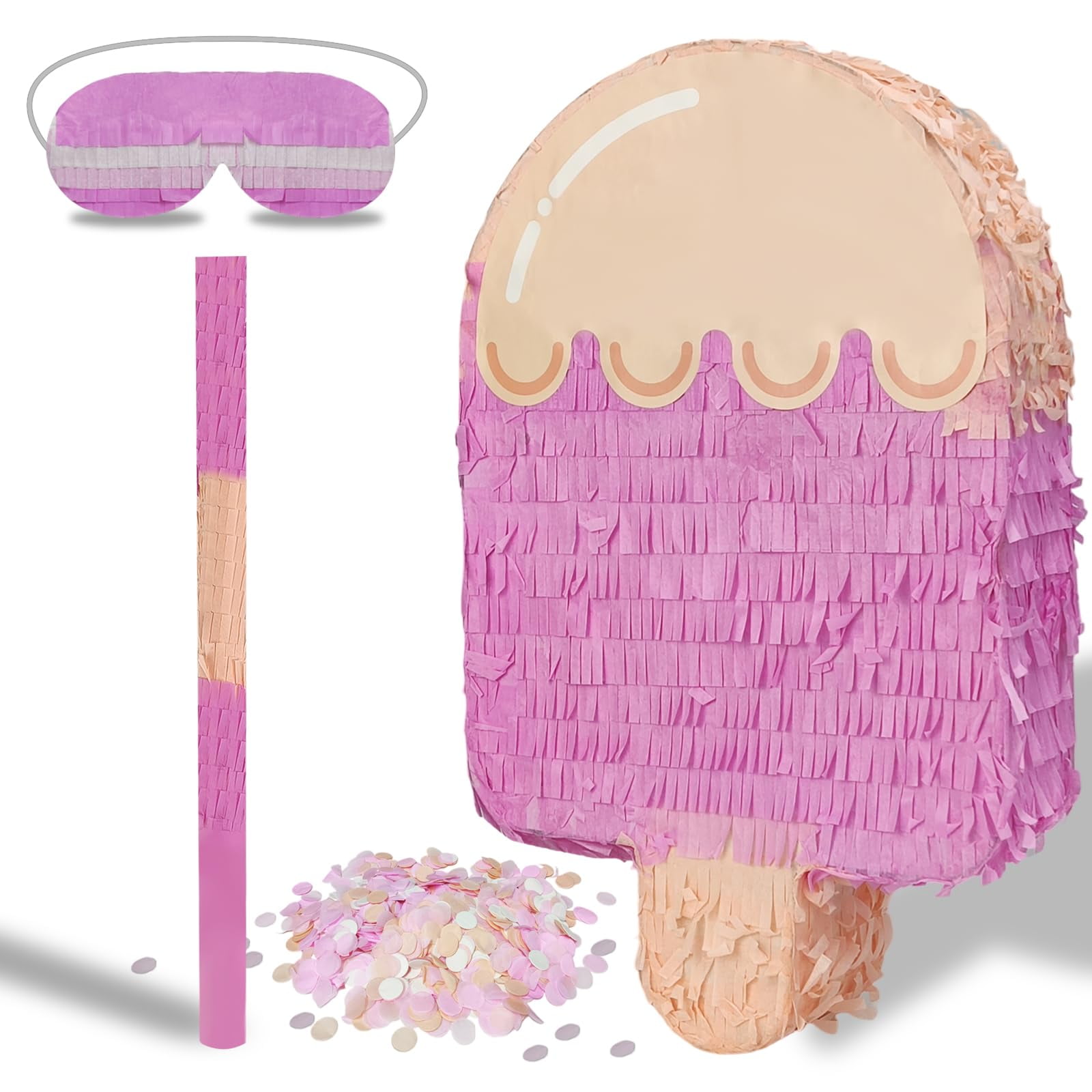 POUYRBA Summer Pinata, Ice CM31 Cream Pinata with Bat Paper Blindfold ...