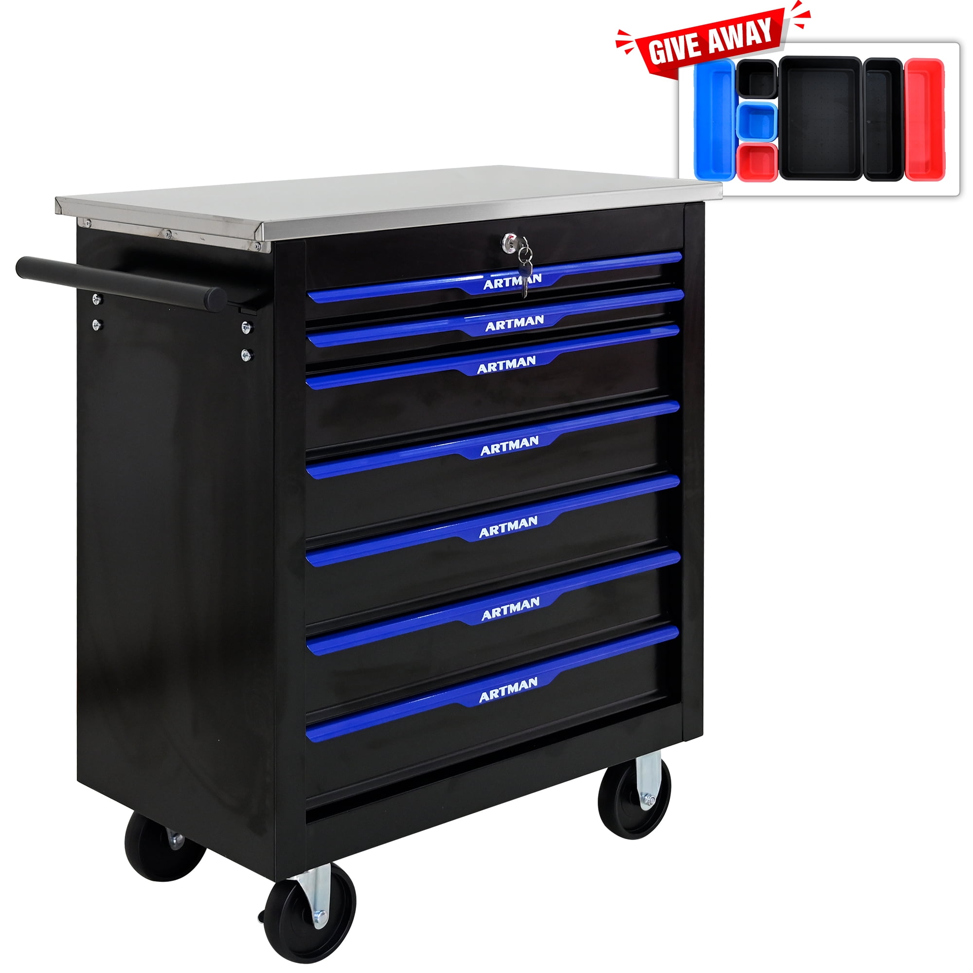 POVANLI 7 Drawers Multifunctional Tool Cart with wheels, with Key ...