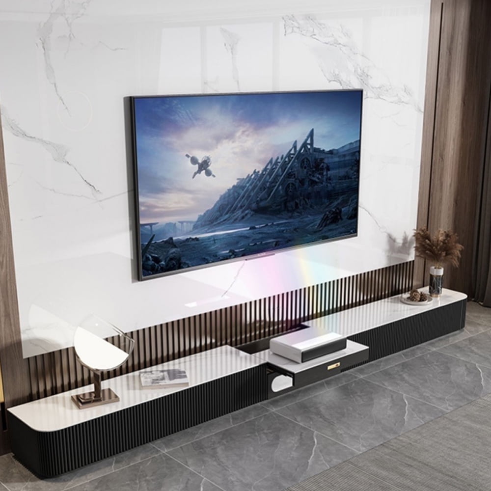POVISON 125'' Modern TV Stand for Projector, Sintered Stone TV Cabinet ...