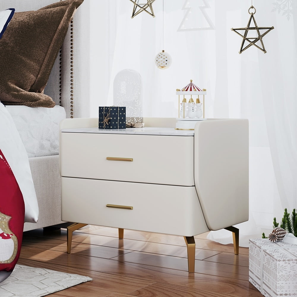 POVISON 20" Modern Bedroom Nightstand with 2 Drawers, Bedside End ...