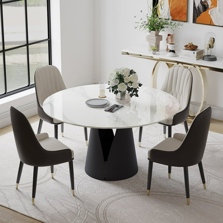 Round black and white dining table store