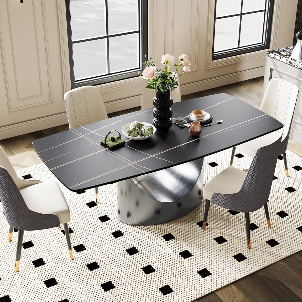 POVISON 63"Hobart Modern Minimalist Dining Table For 4, Black ...
