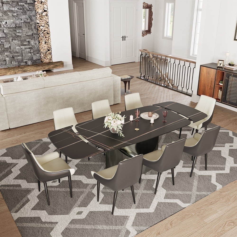 POVISON 71"-95"Extendable Hobart Modern Dining Table for 6-10, Black ...
