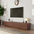 POVISON Minimalist TV Stand, Wood Media Console with Drawers, Walnut ...