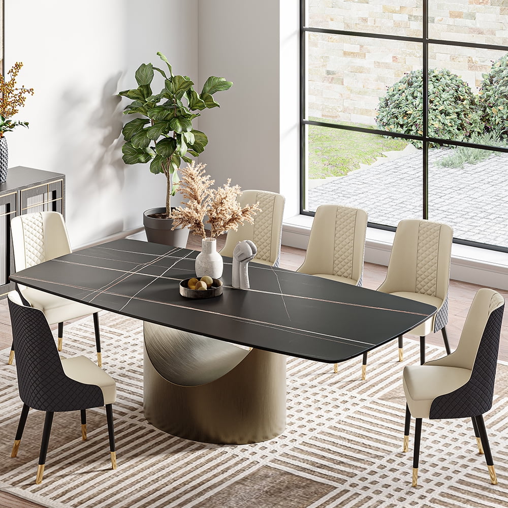 POVISON 94"Hobart Modern Minimalist Dining Table For 8-10, Black ...