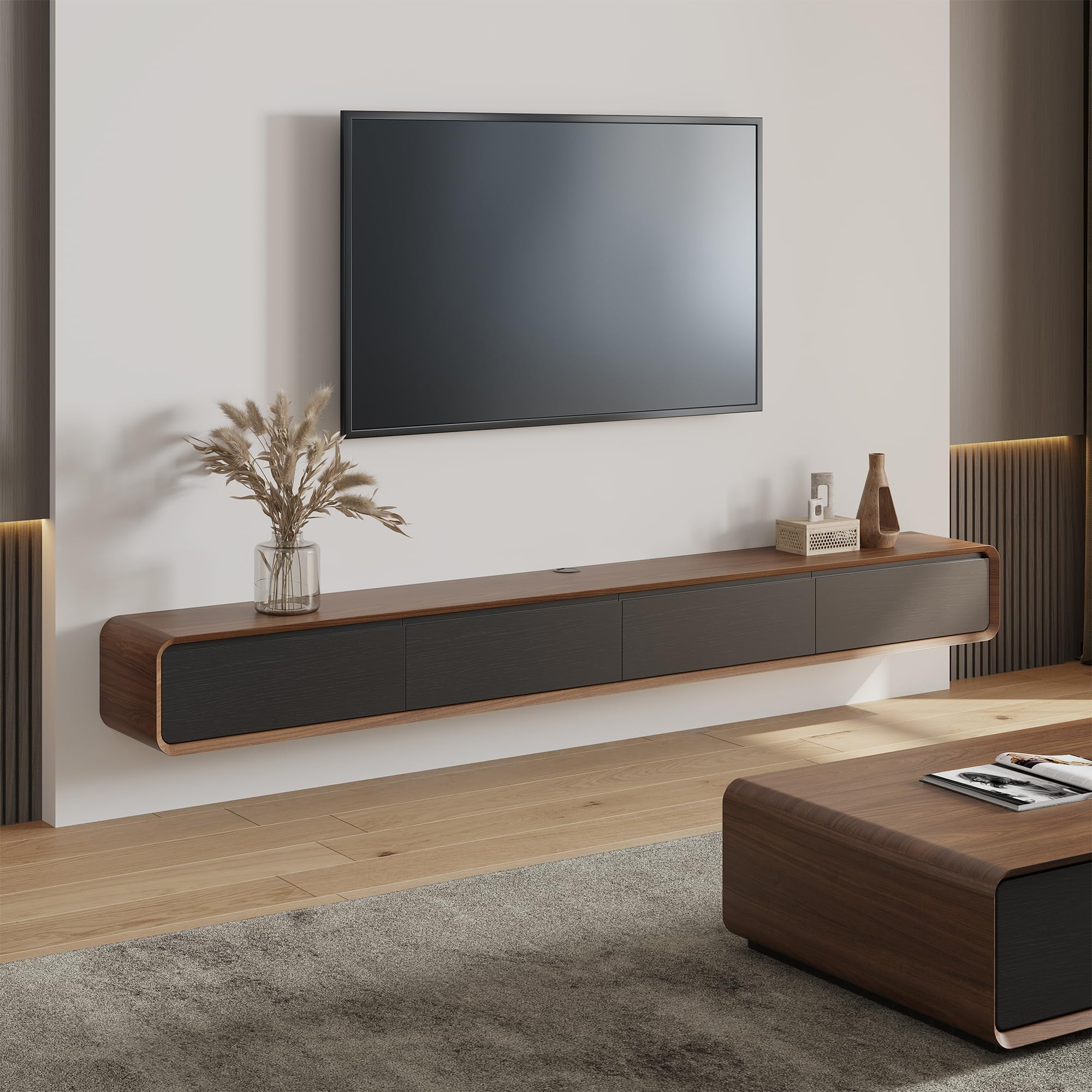 POVISON 94" Fully-Assembled Minimalist Floating TV Stand,Modern Wall ...