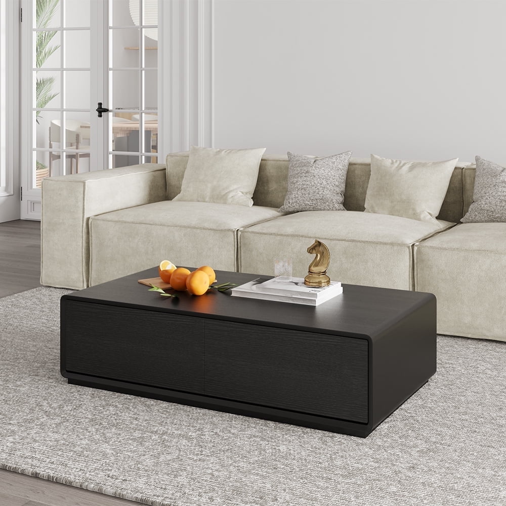POVISON Modern Rectangular Coffee Table, Wood Coffee Table with Storage ...