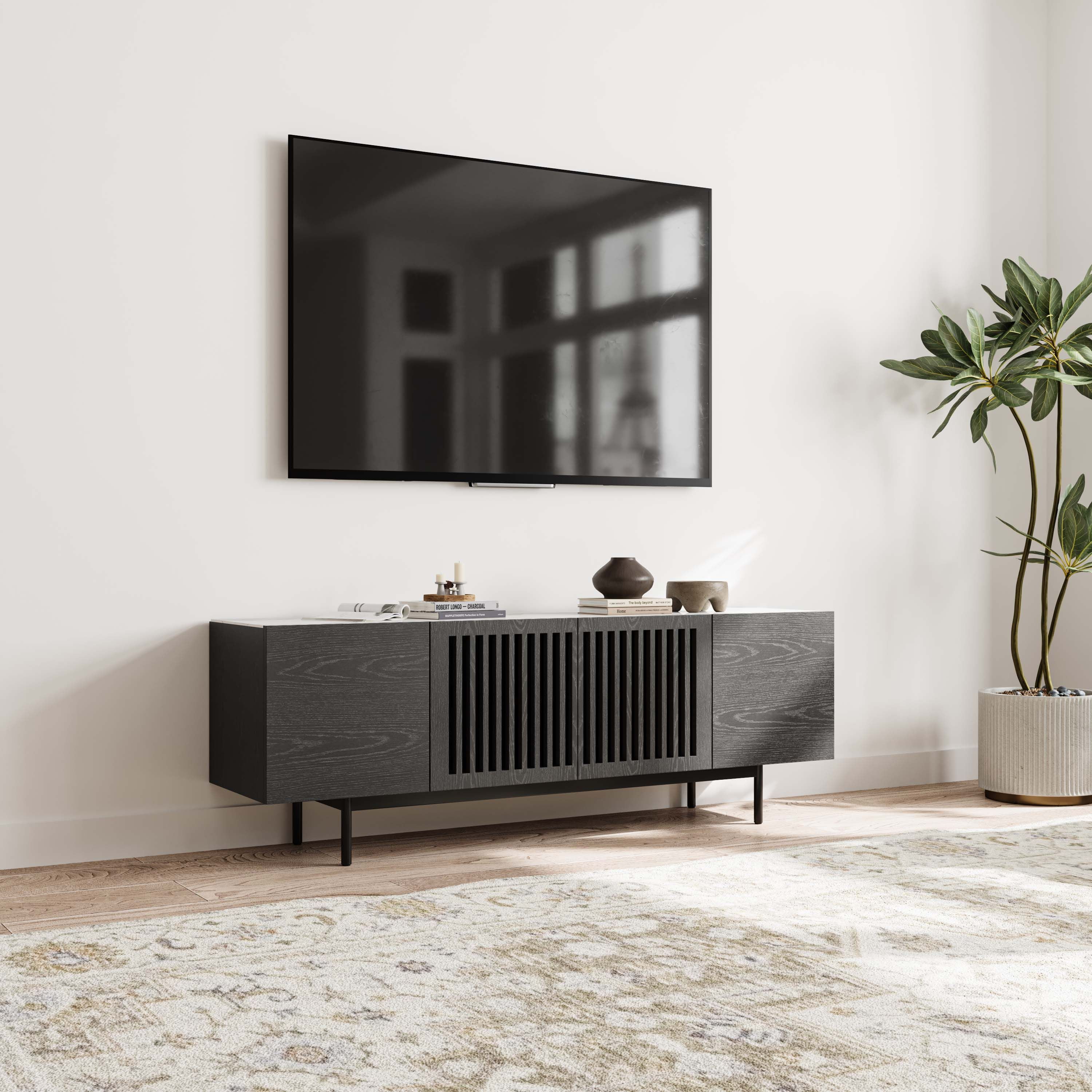 POVISON-VISION - Mid-Century Modern TV Stand with Sintered Stone ...
