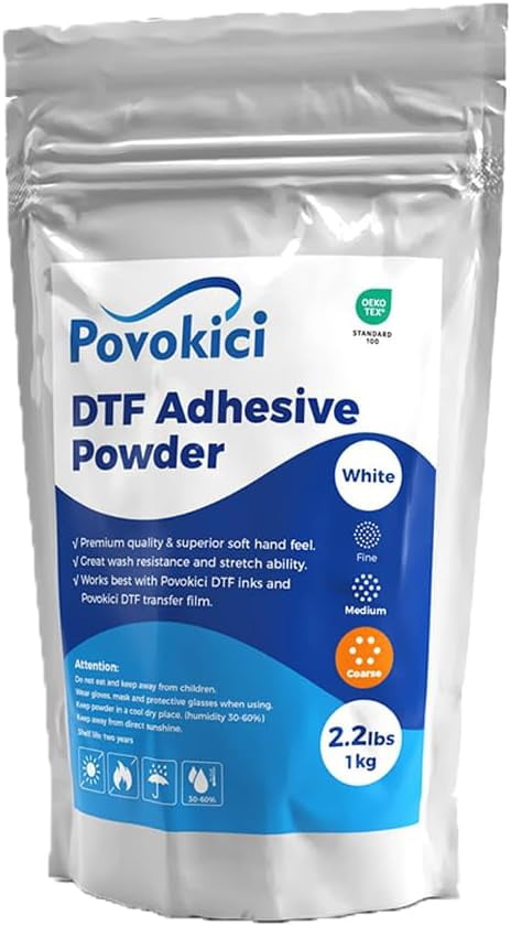 POVOKICI DTF Powder Coarse 1000g/35.2oz, 2.2lbs, White Digital Transfer ...