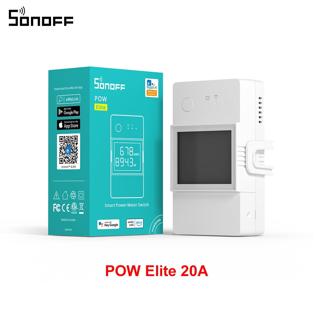POW Elite Power Meter 16A/20A Smart Switch ESP32 Chip LCD Screen Overload Protection via eWeLink ...