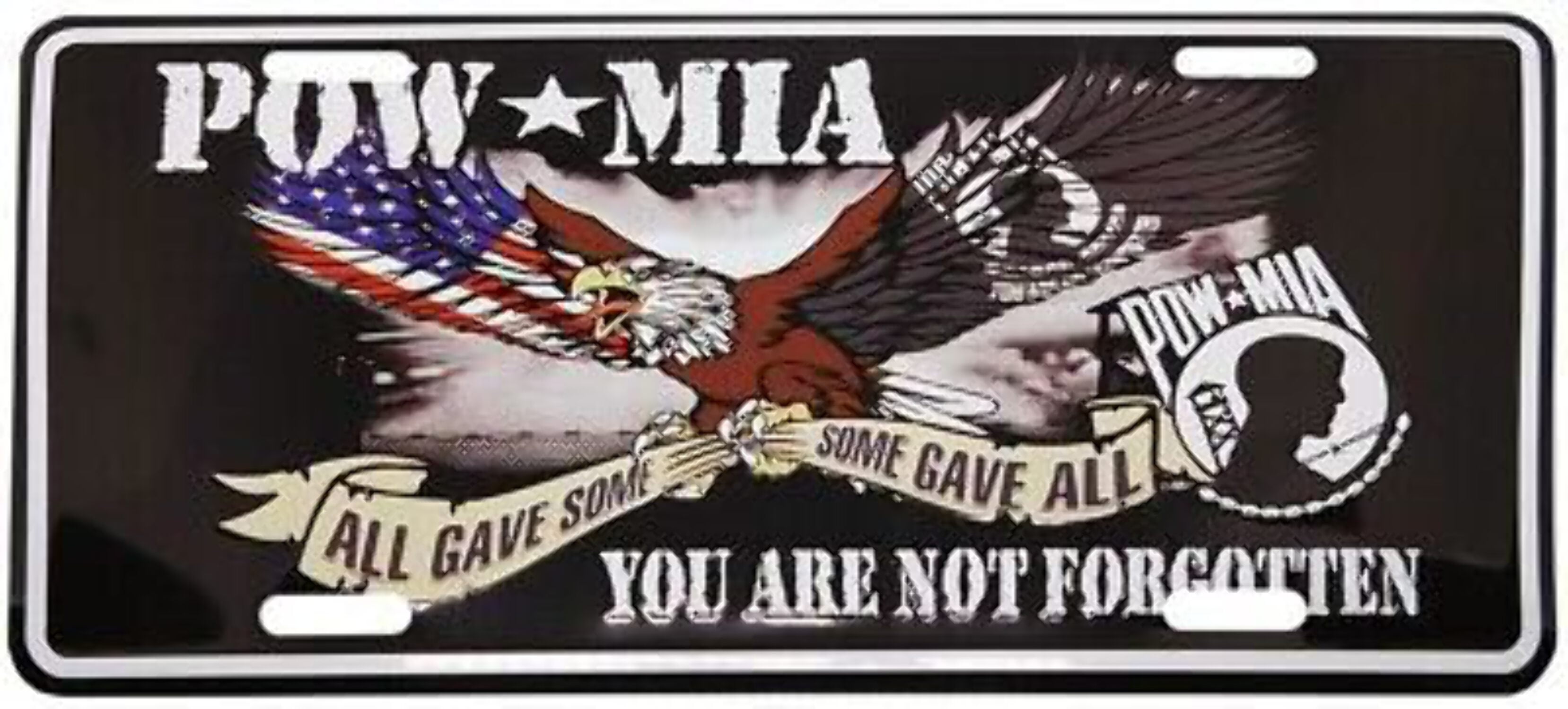 POW MIA AGSSGA You Are Not Forgotten Black 6"x12" Aluminum License ...