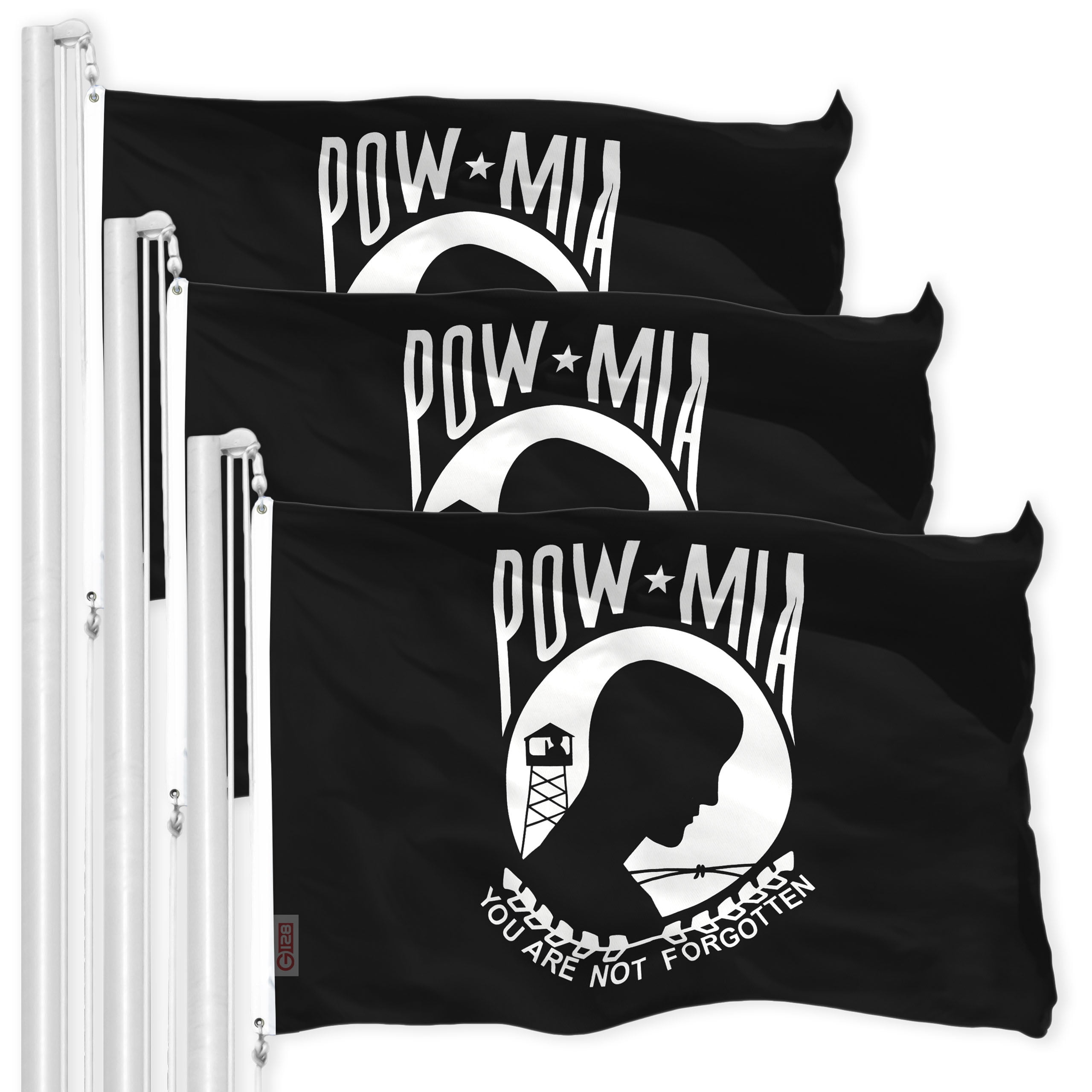 POW MIA Black Flag 3x5FT 3-Pack 150D Printed Polyester By G128 ...
