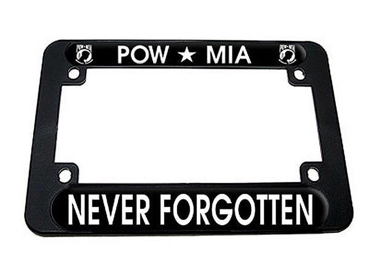 POW MIA - Military Never Forgotten Motorcycle License Plate Frame ...
