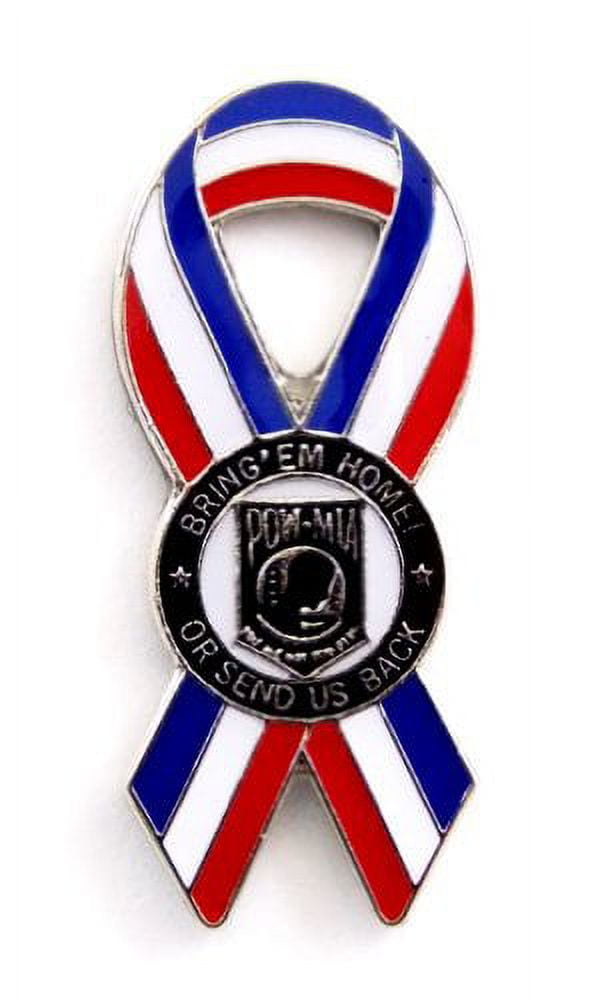 POW MIA Ribbon Red White Blue USA Flag Lapel Hat Pin Military Marines ...