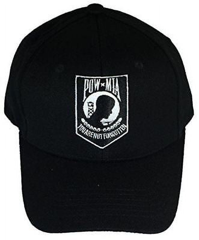 POW MIA SHIELD EMBROIDERED STRETCH FIT HAT PRISONER WAR MISSING ACTION ...