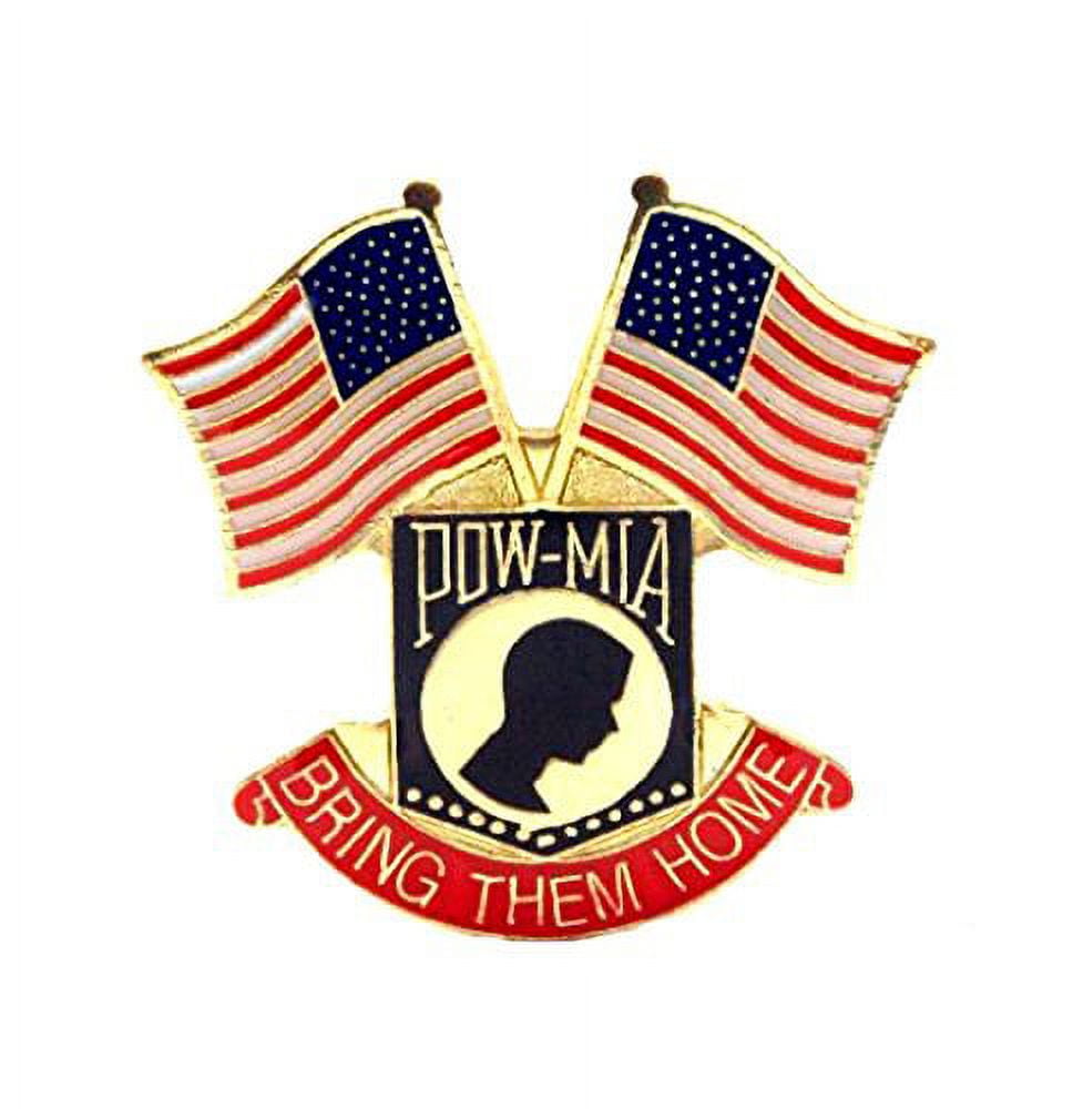 POW MIA Shield With 2 USA Flags Lapel Hat Pin Military Marines Army ...
