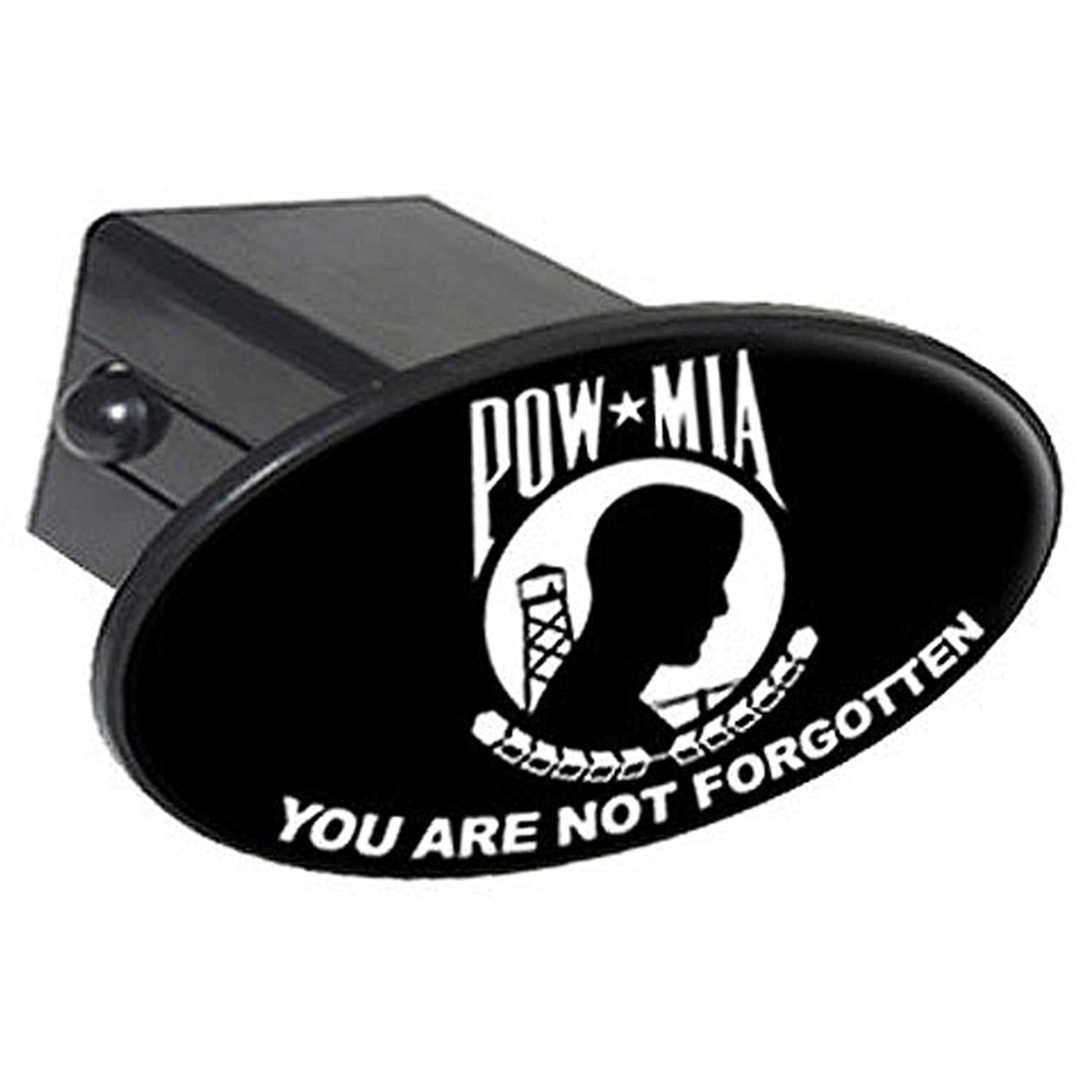 POW MIA White On Black 2" Oval Tow Trailer Hitch Cover Plug Insert ...