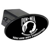 POW MIA White On Black 2" Oval Tow Trailer Hitch Cover Plug Insert ...