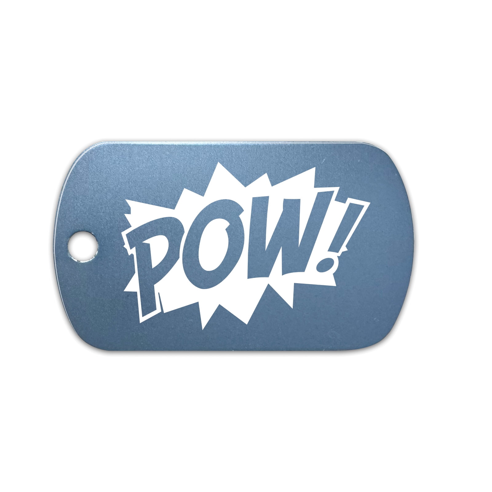 POW Superhero GI Dog Tag Aluminum Keychain comic style - Light Blue ...