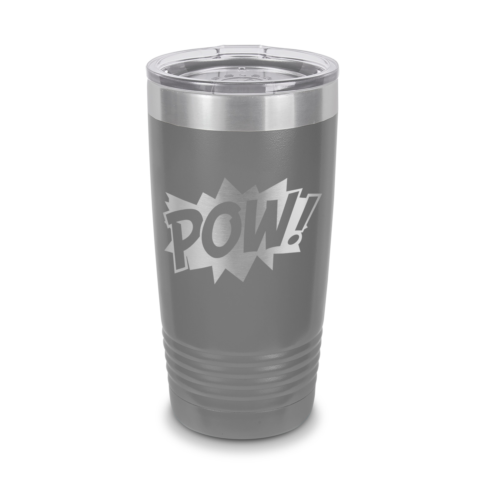 POW! Superhero Tumbler 20 oz - Laser Engraved w/ Clear Lid - Stainless ...
