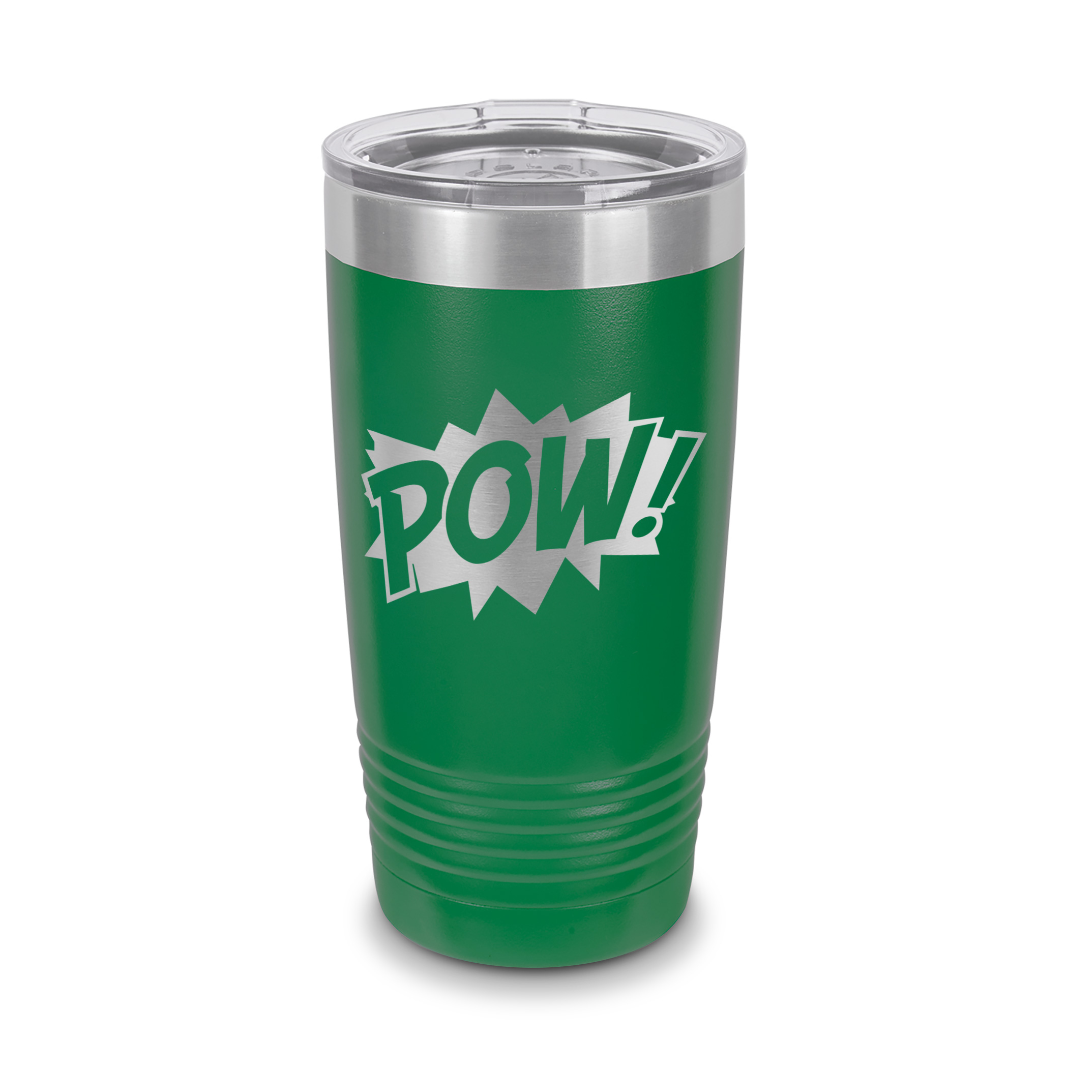 POW! Superhero Tumbler 20 oz - Laser Engraved w/ Clear Lid - Stainless ...