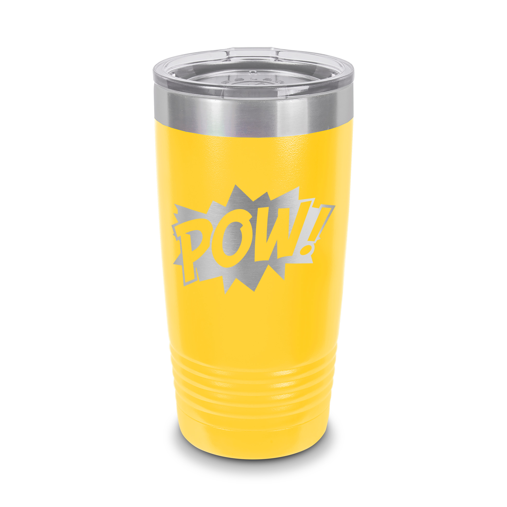 POW! Superhero Tumbler 20 oz - Laser Engraved w/ Clear Lid - Stainless ...
