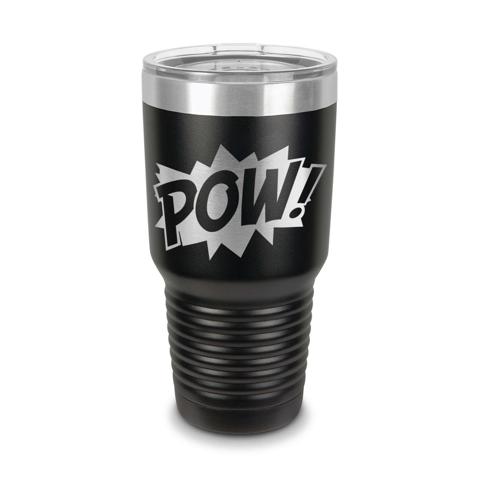 POW! Superhero Tumbler 30 oz - Laser Engraved w/ Clear Lid - Stainless ...