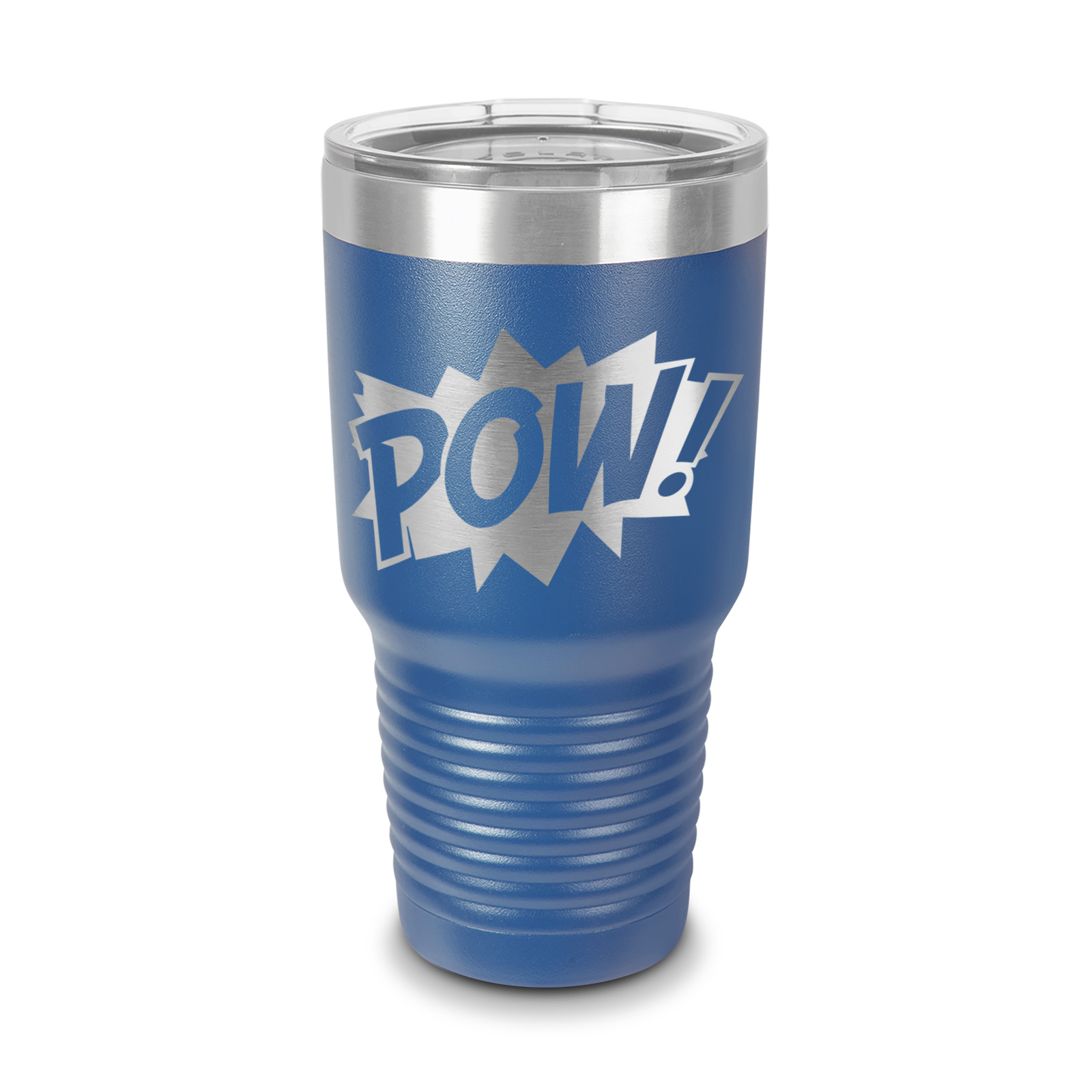 POW! Superhero Tumbler 30 oz - Laser Engraved w/ Clear Lid - Stainless ...