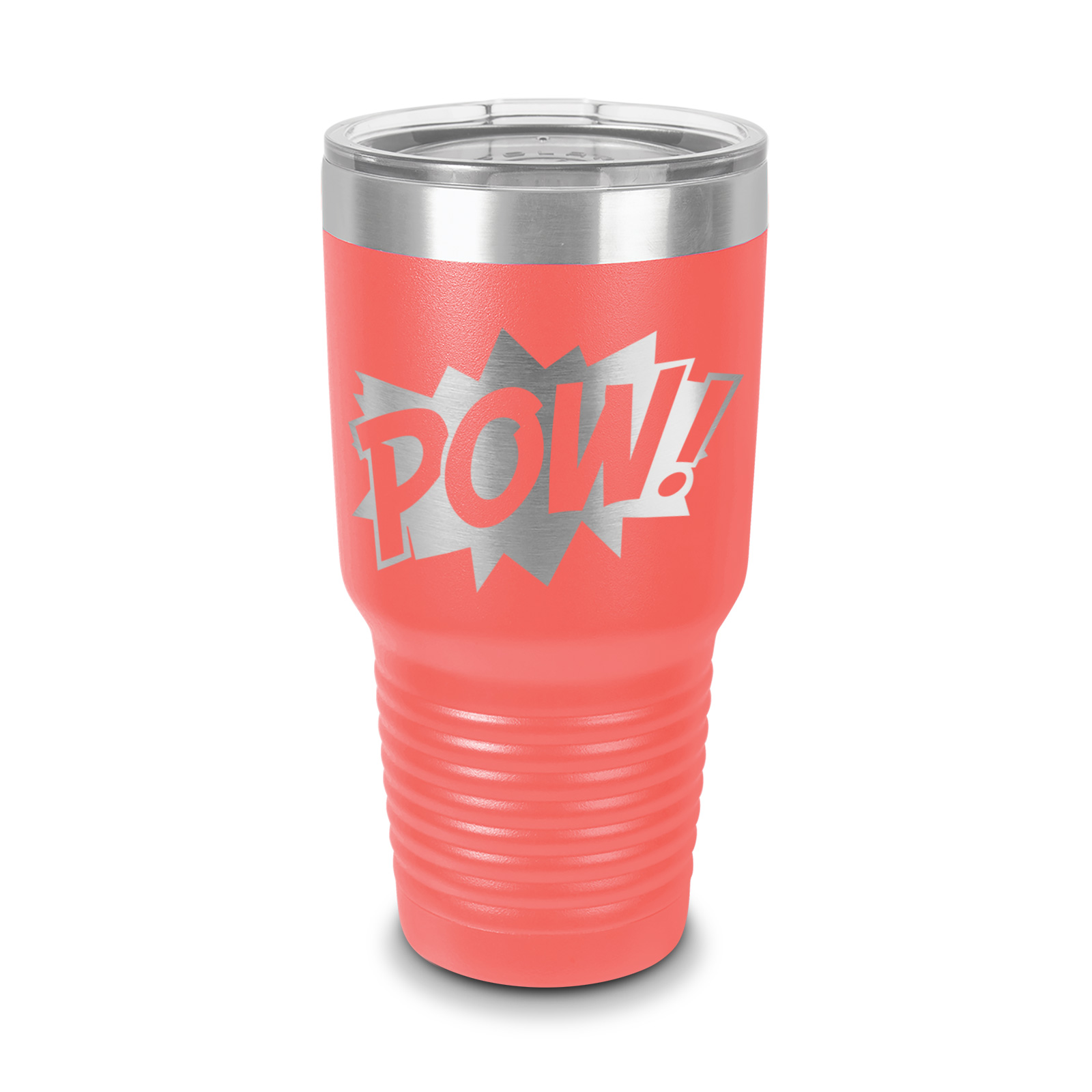 POW! Superhero Tumbler 30 oz - Laser Engraved w/ Clear Lid - Stainless ...