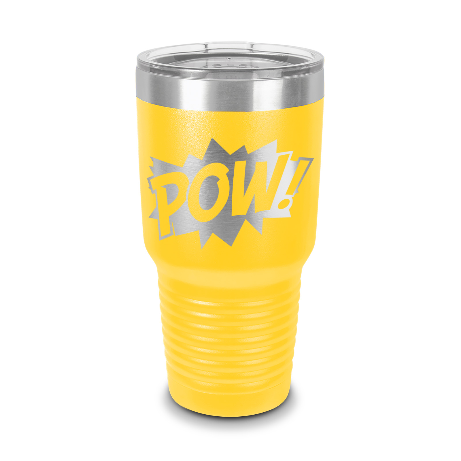 POW! Superhero Tumbler 30 oz - Laser Engraved w/ Clear Lid - Stainless ...