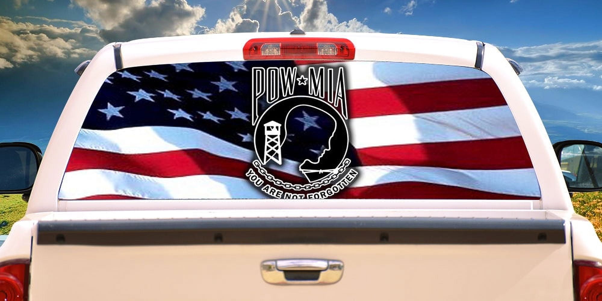 POW & US FLAG Rear Window Graphic decal tint view thru vinyl - Walmart.com