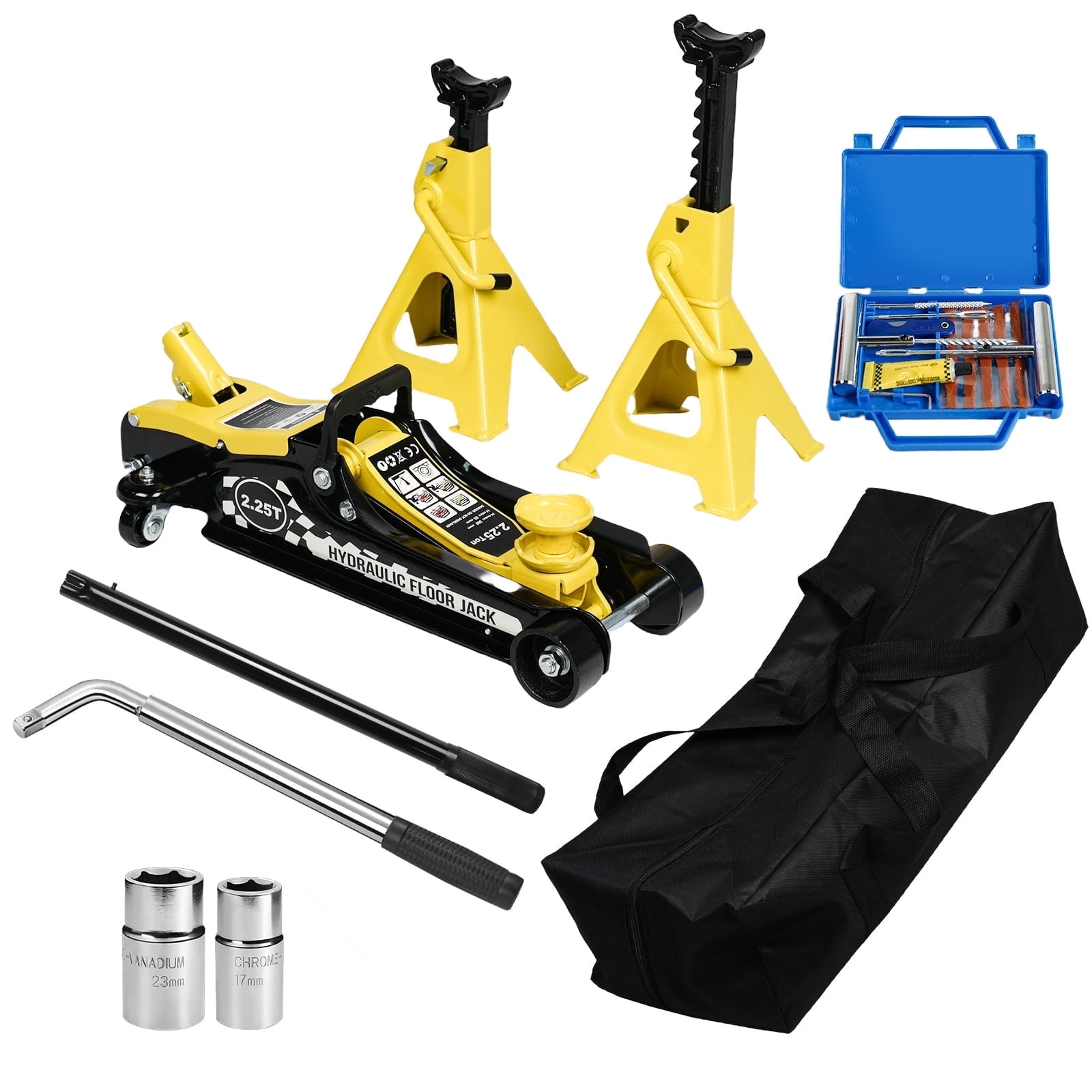 POVANLI 2.25T Hydraulic Floor Jack Combo With 3T Jack Stands/Tire ...