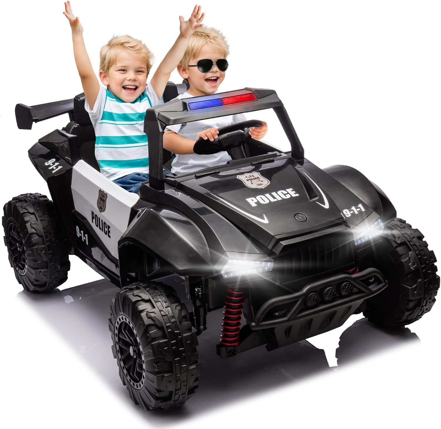 POWANLI 24V Electric Kid Police Car, 2-seater, 2 driving Modes, Kid ...