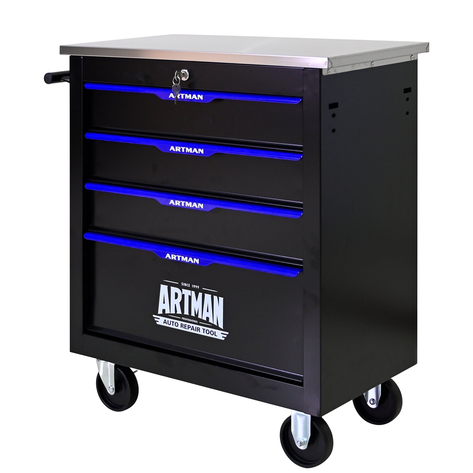 POWANLI 4 Drawers Multifunctional Tool Cart with wheels,Key Locking and ...