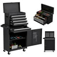 POWANLI Detachable 5-Drawer Rolling Tool Chest with Bottom Cabinet and One Adjustable Shelf ...