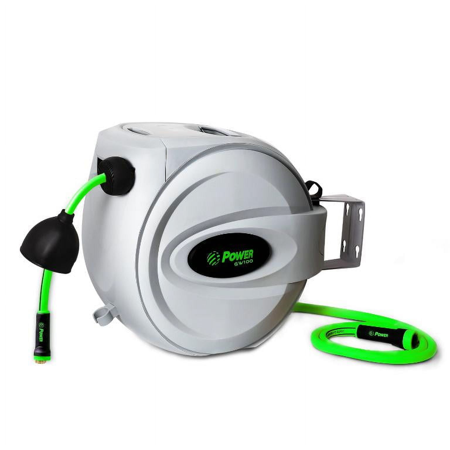 POWER BL-GW100 Auto-Rewind Retractable Garden Hose Reel, 1/2" x 100ft ...