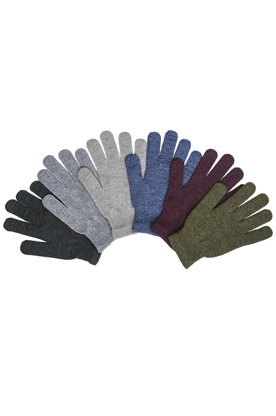 POWER CLUB 6 Pairs Men's Polyester Knit Marled Magic Gloves - Walmart.com